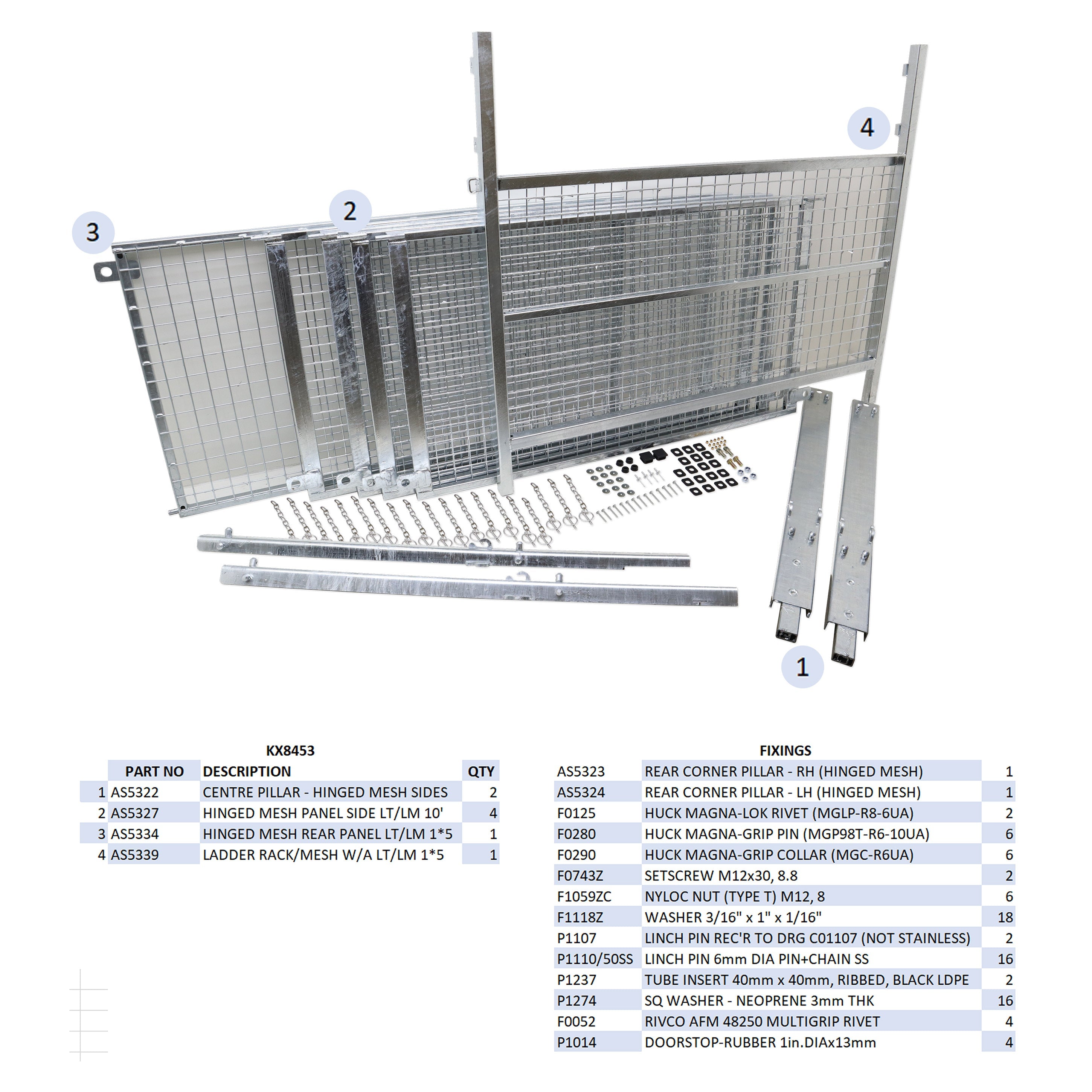 KX8453 - LT/LM105G Hinged Mesh Kit – Blains Trailers & Tyres